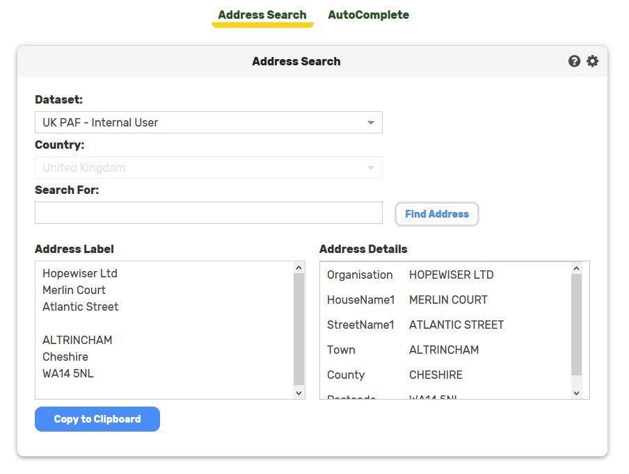 Address Lookup Application - Hopewiser